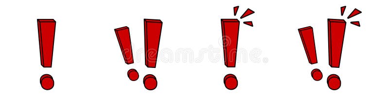 Red Exclamation Marks in Four Different Designs Stock Vector ...