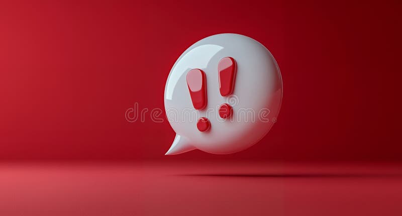 Red Exclamation Marks in White Speech Bubble 3D Render Alert Warning ...