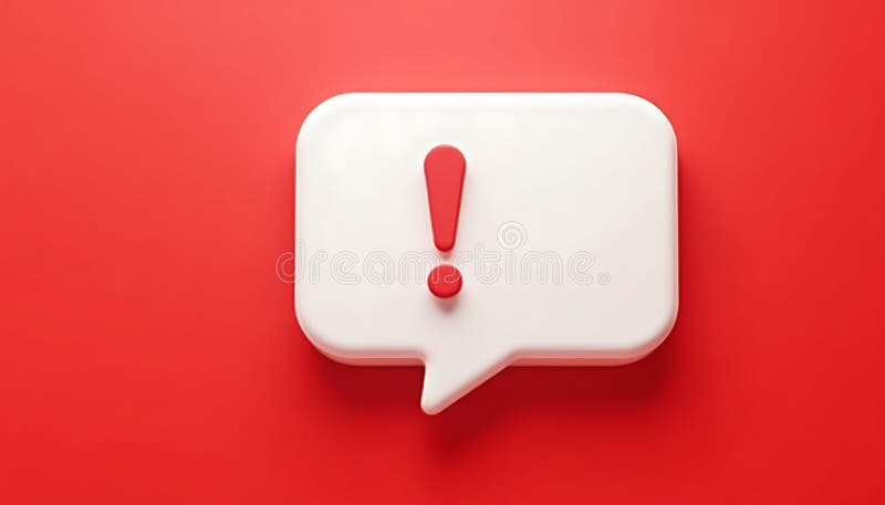 Red Exclamation Point Alert Icon in White Chat Bubble Illustration ...
