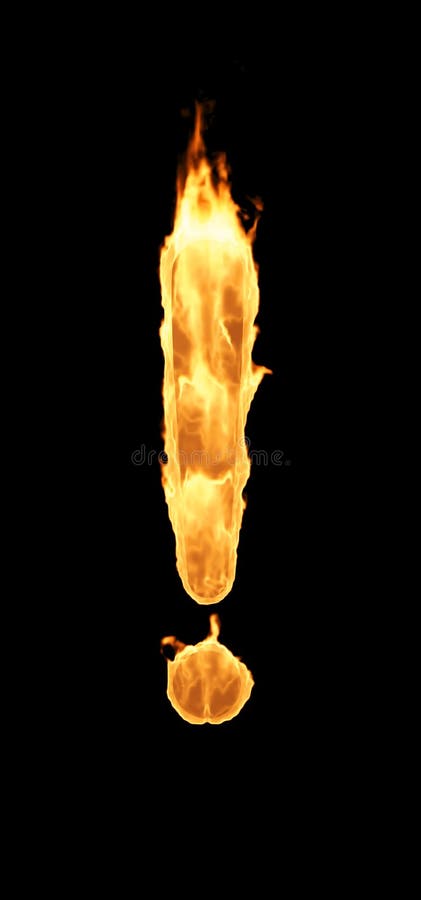 Red Exclamation Point in Flames,3d Rendering Stock Illustration ...