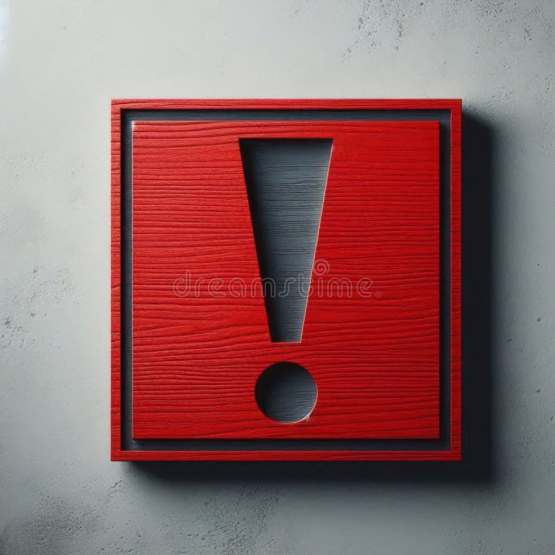 A Red Exclamation Point on a Gray Surface. Stock Image - Image of ...