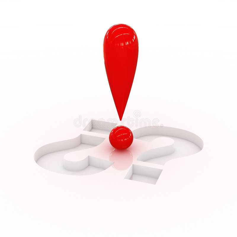 Red Exclamation Point Over Two Questions Stock Illustration ...