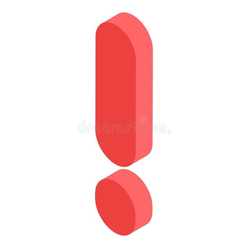 Red Exclamation Sign Icon, Isometric Style Stock Vector - Illustration ...