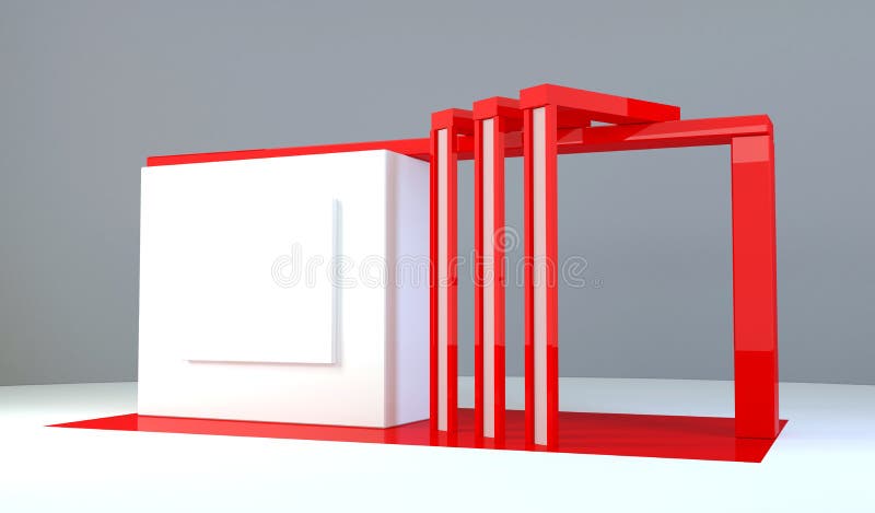 Red Exhibition Stand 3d Rendering Stock Illustration - Illustration of ...