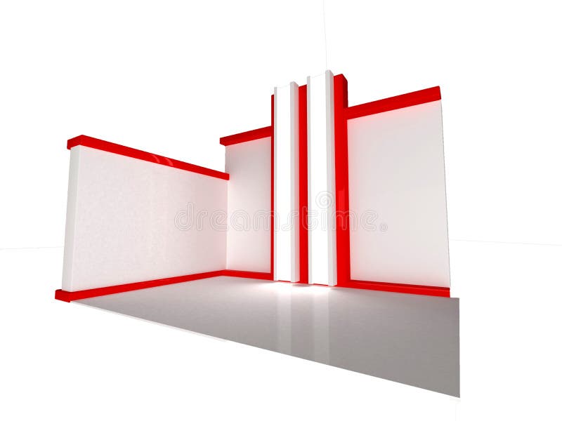 Red Exhibition Stand 3d Rendering Stock Illustration - Illustration of ...
