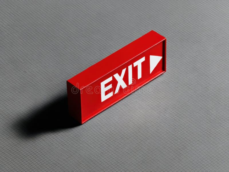 Red exit sign with arrow stock illustration. Illustration of path ...
