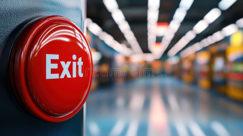 A Red Exit Sign in a Hallway with Other Signs, AI Stock Image - Image ...