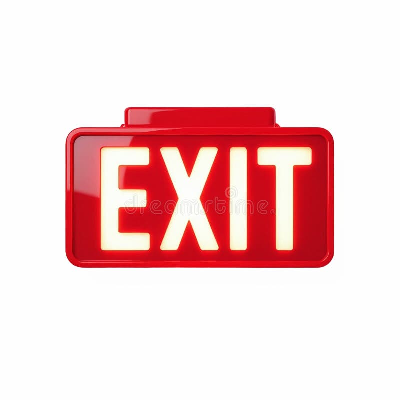 Red Exit Sign with Illuminated Text and Transparent Background for ...