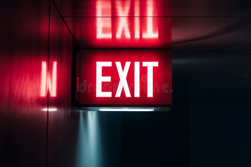 Red EXIT Sign Shines, Providing Direction and Safety in Emergency ...