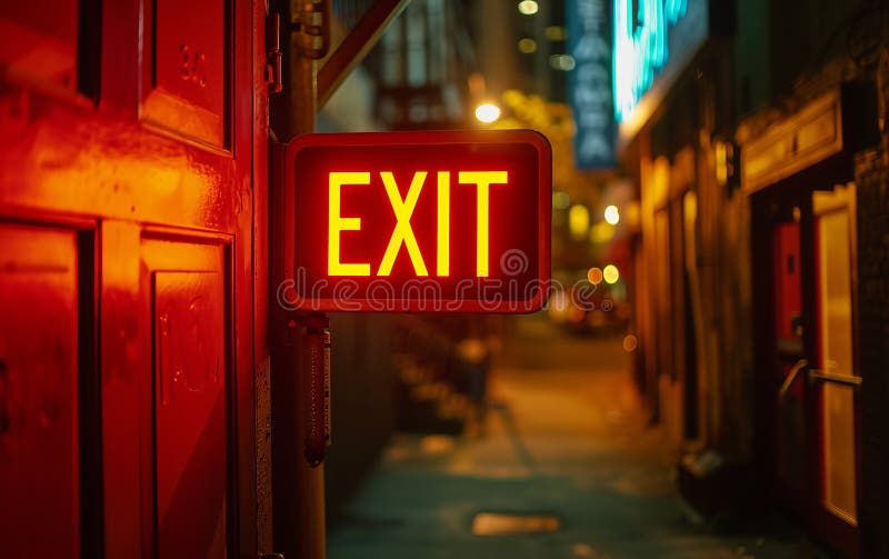 Red Exit Sign on the Street Stock Photo - Image of road, danger: 306859766