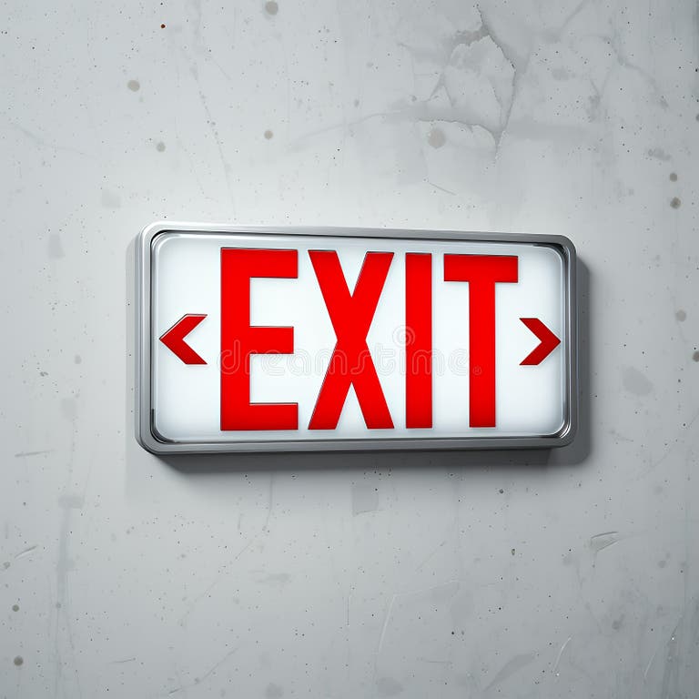 Red Exit Sign on a Textured Gray Wall Stock Illustration - Illustration ...