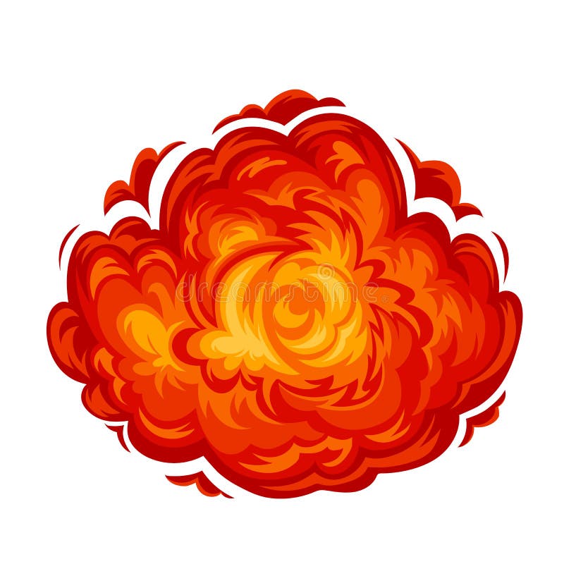 Red Explosion, Cloud of Fire Stock Vector - Illustration of blast, flat ...