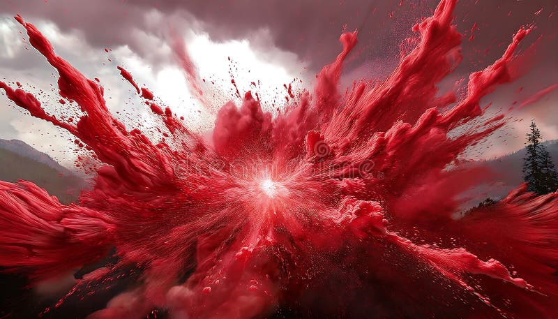 The Red Explosion Represents Energy, Impact and Intensity Stock ...