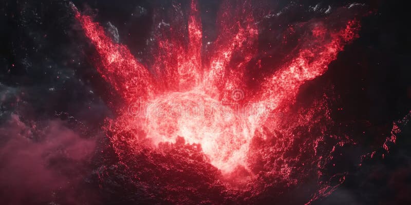 A Red Explosion in Space with a Lot of Fire Stock Illustration ...