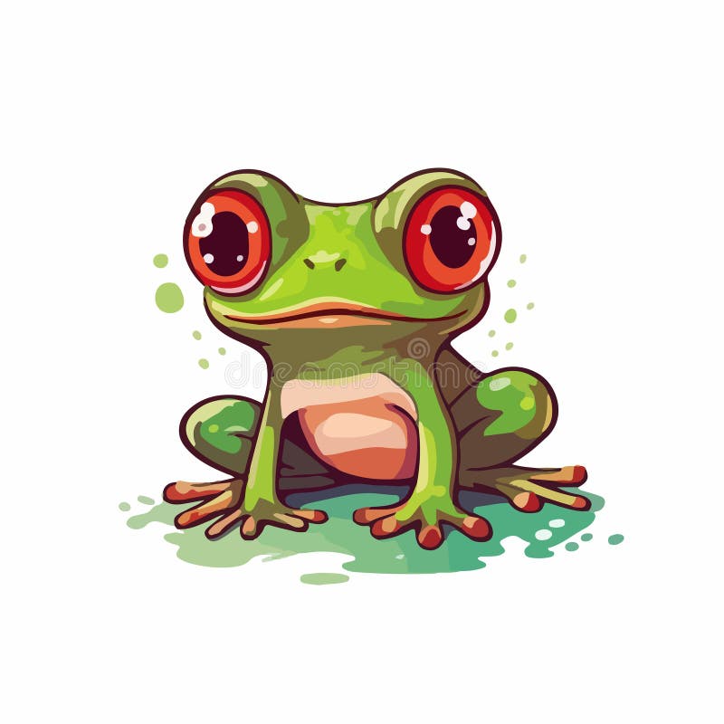 Red Eye Green Frog Amphibious Front View Vector Stock Vector ...