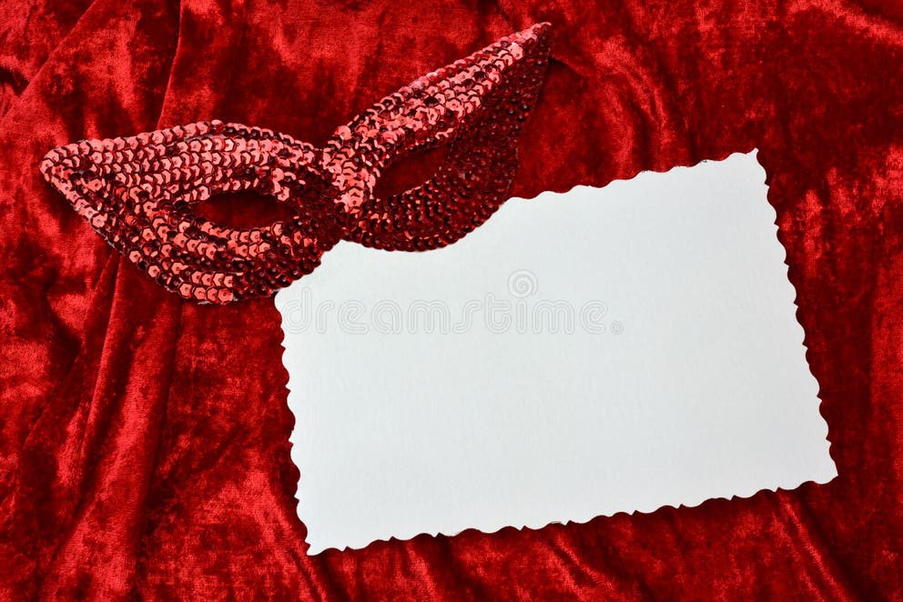 Red eye mask and card stock photo. Image of glamour, fashion - 29331418