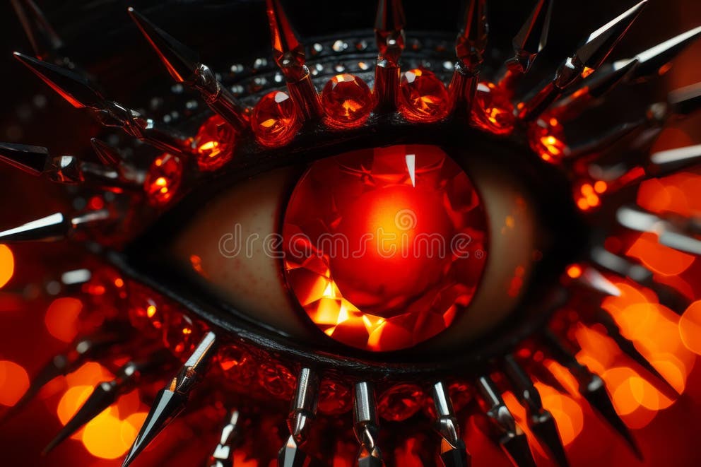 A Red Eye with Spikes on it Stock Illustration - Illustration of ...
