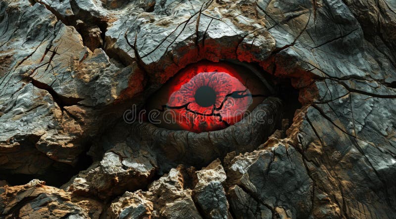 A Red Eyeball in a Cracked Rock Stock Illustration - Illustration of ...