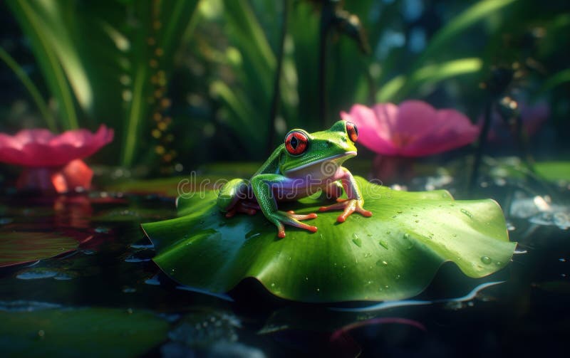 Red Eyed Tree Frog Lily Pad Rainforest Stock Photos - Free & Royalty ...