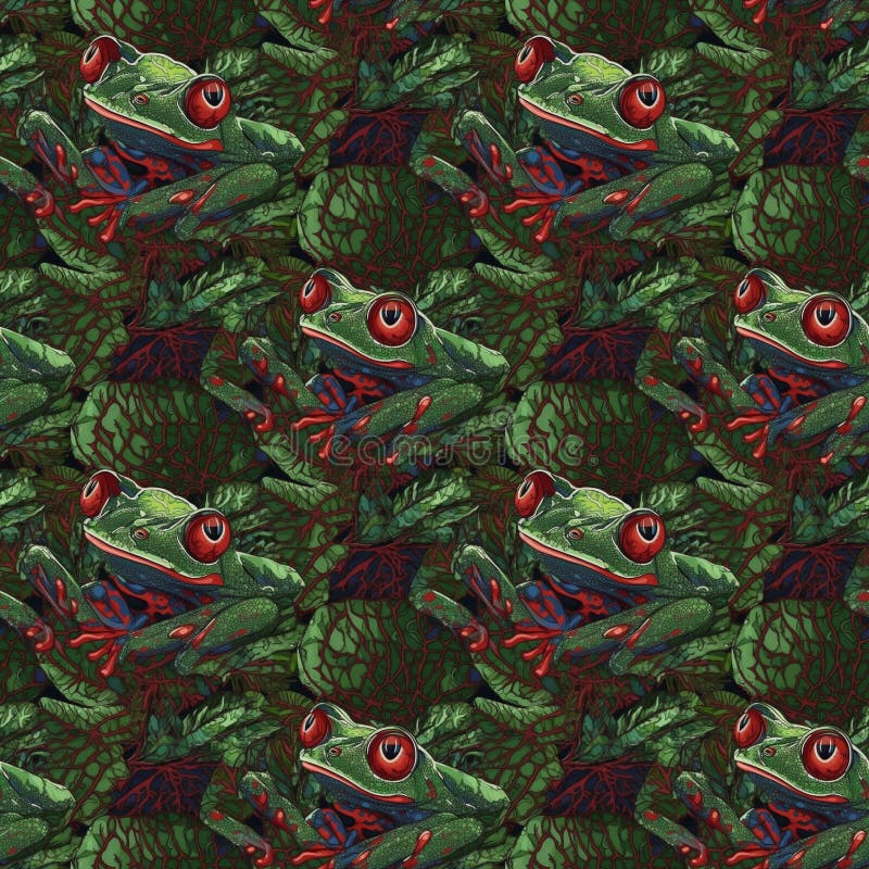 Red-eyed Tree Frogs in Rain Forest. AI Generative Illustration Stock ...