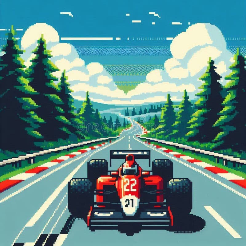 Red F1 Racing Car Poster, Front View, Pixel Art Stock Photo - Image of ...