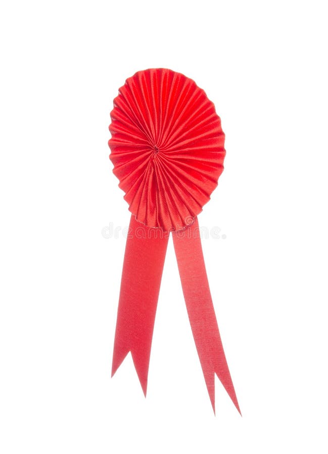 Red Fabric Award Ribbon Isolated on White Stock Photo - Image of ...