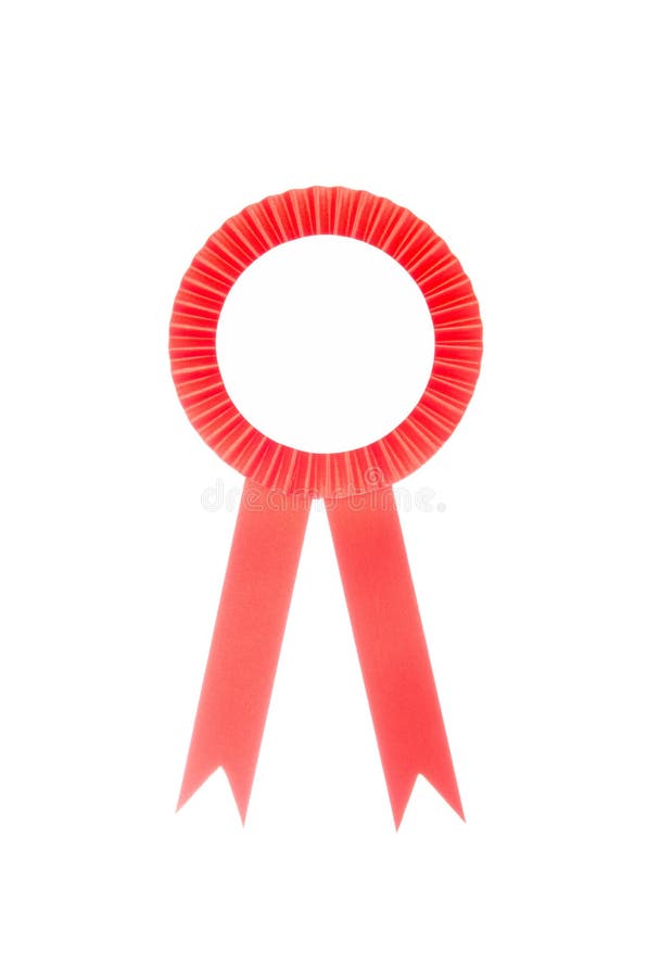 Red Fabric Award Ribbon Isolated on White Stock Photo - Image of ...