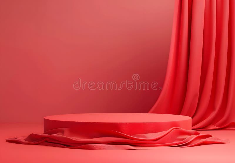 Red Fabric Backdrop Product Display Platform Stock Illustration ...