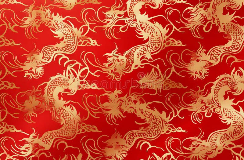 Red Fabric Chinese Style Dragon Flower Patterns Stock Photos - Free ...