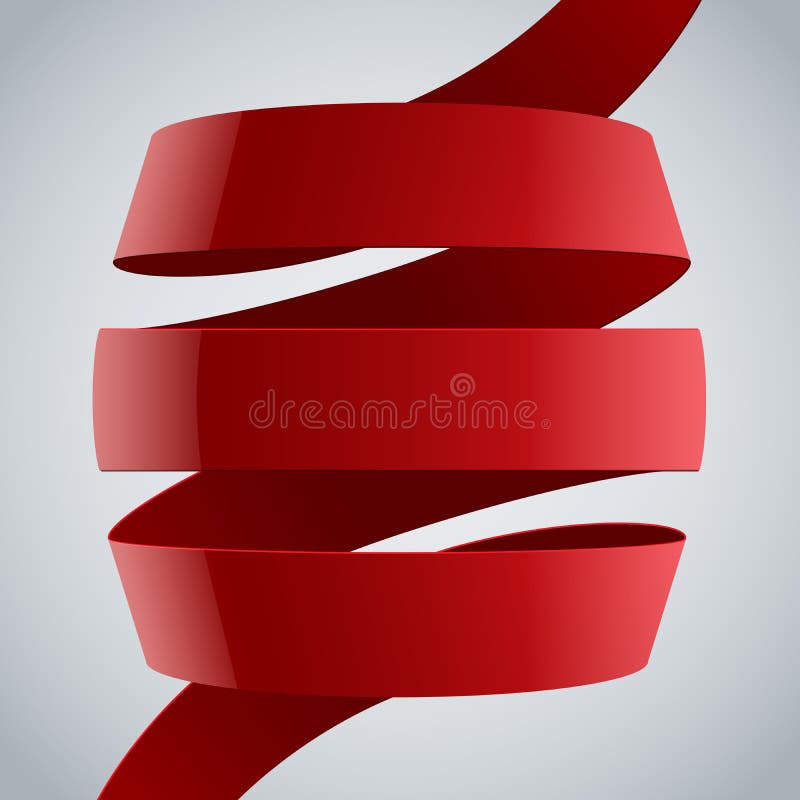 Red Fabric Curved Ribbon on Grey Background Stock Vector - Illustration ...