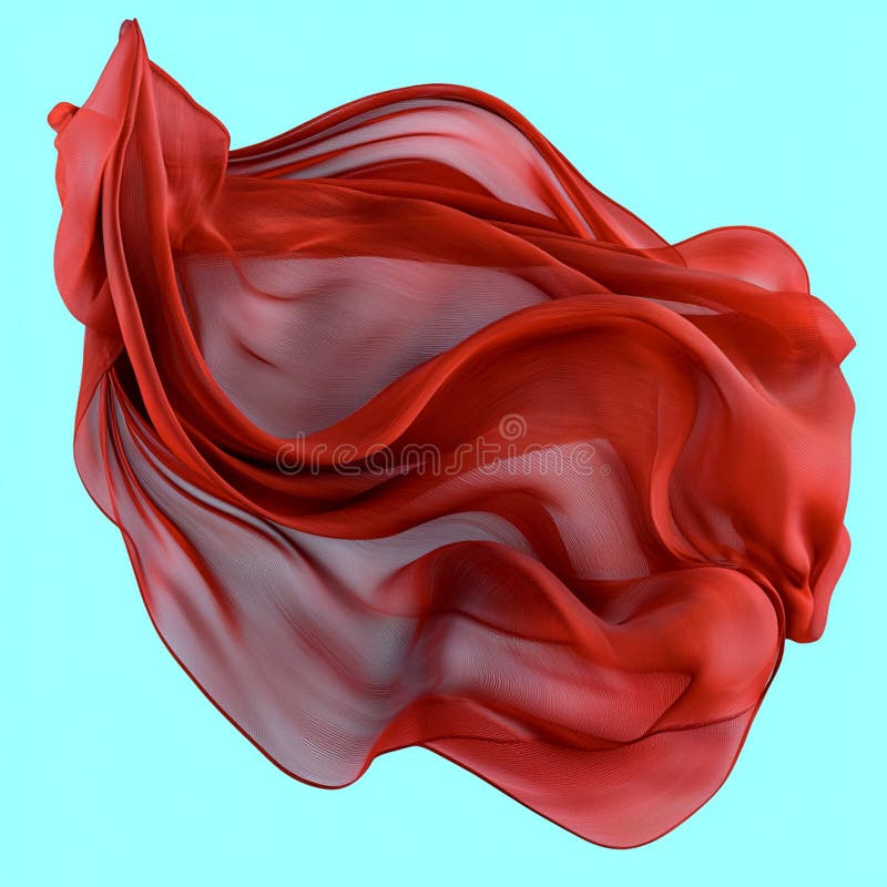 Red Fabric Floating on Blue Background Creative Material Isolated on ...