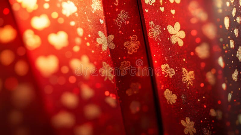 Red Fabric with Gold Floral and Butterfly Design Stock Illustration ...