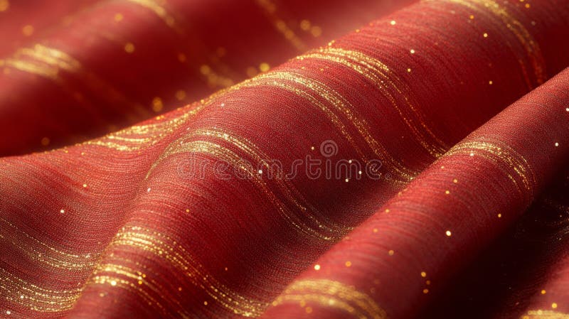 Red Fabric with Gold Glitter Stripes Detail Stock Illustration ...