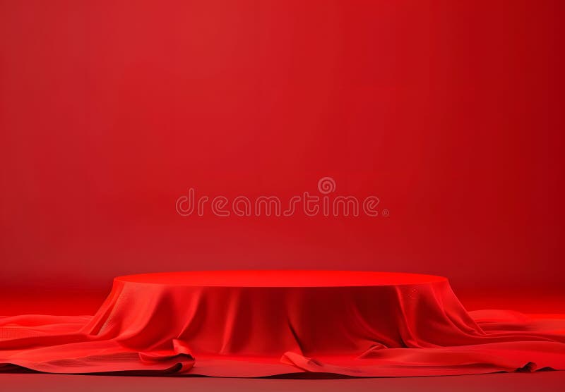 Red Fabric Platform Minimalist Product Display Stock Illustration ...