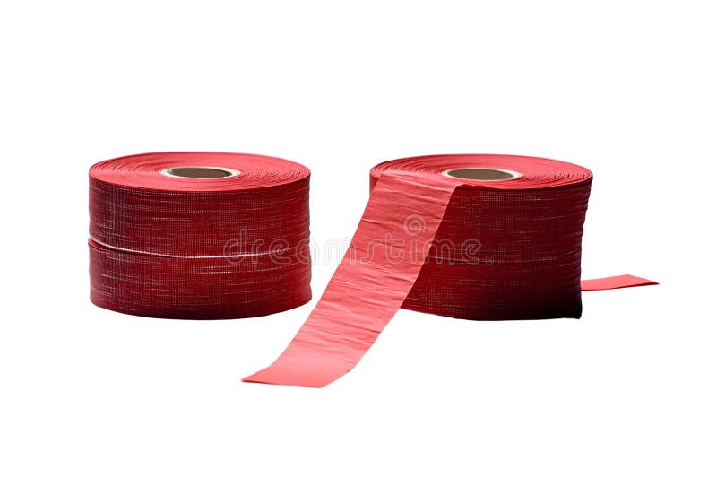 Red Fabric Ribbon Rolls Isolated Stock Illustration - Illustration of ...