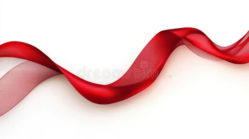 Red Fabric Ribbon Wave on White Background Stock Illustration ...