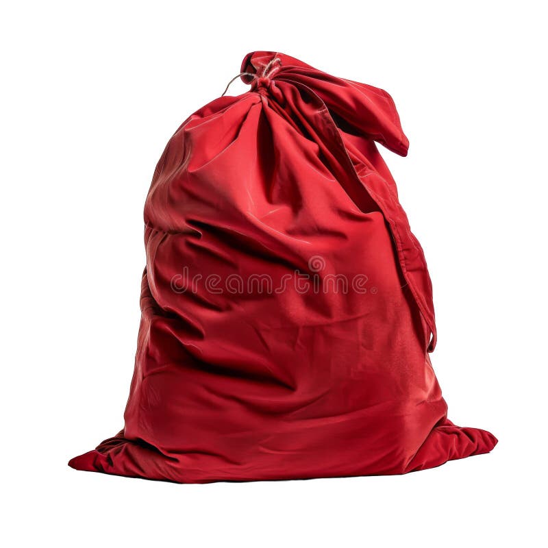 Red Fabric Sack with a Rope Closure Stock Photo - Illustration of ...
