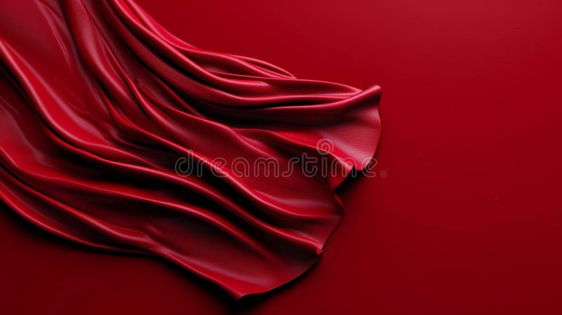 Red Fabric, Tightly Focused, Atop a Solid Red Backdrop a Solitary Water ...