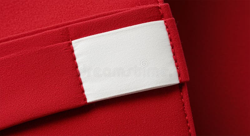 Red Fabric with White Label Smooth Texture Rectangular Label for ...