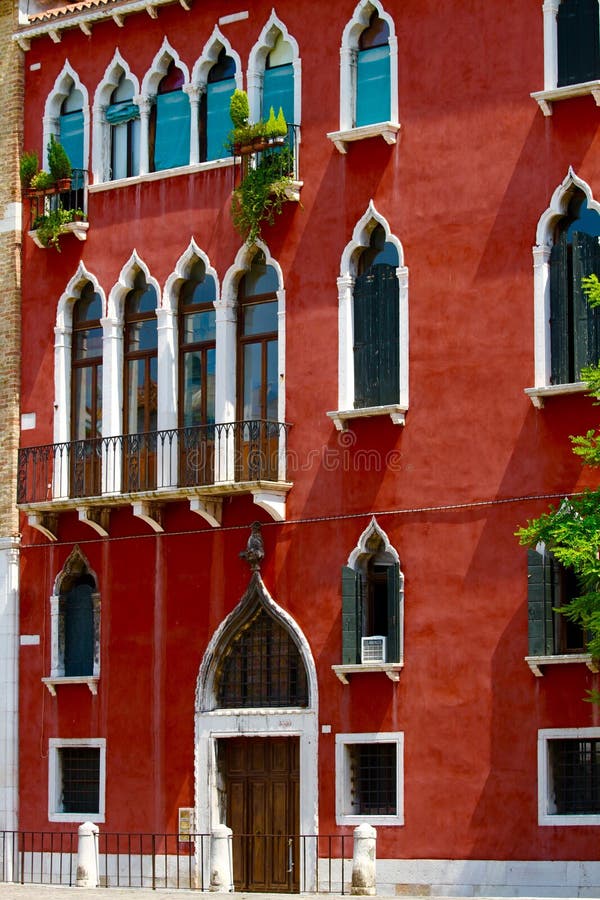 Red facade of VENICE stock photo. Image of door, facade - 67900212