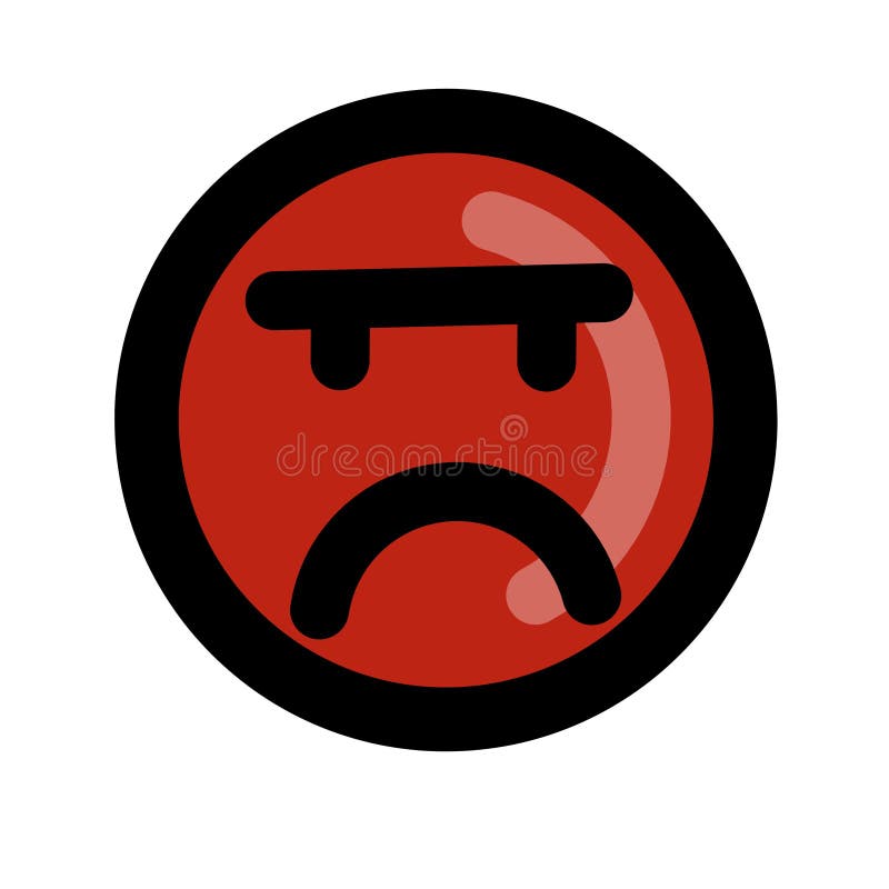 Red Face Emoticon with Sad Expression Stock Illustration - Illustration ...