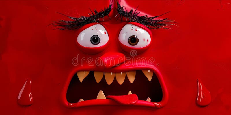 A Red Face with a Mouth and Eyes Stock Image - Image of tear, mask ...