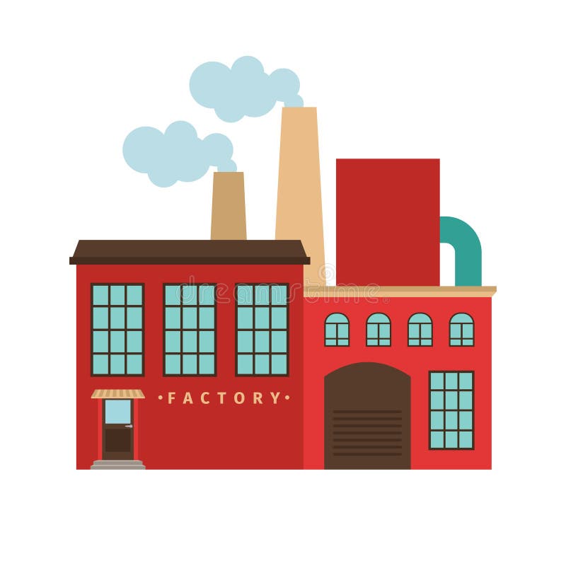 Red factory building icon stock vector. Illustration of building - 92860614