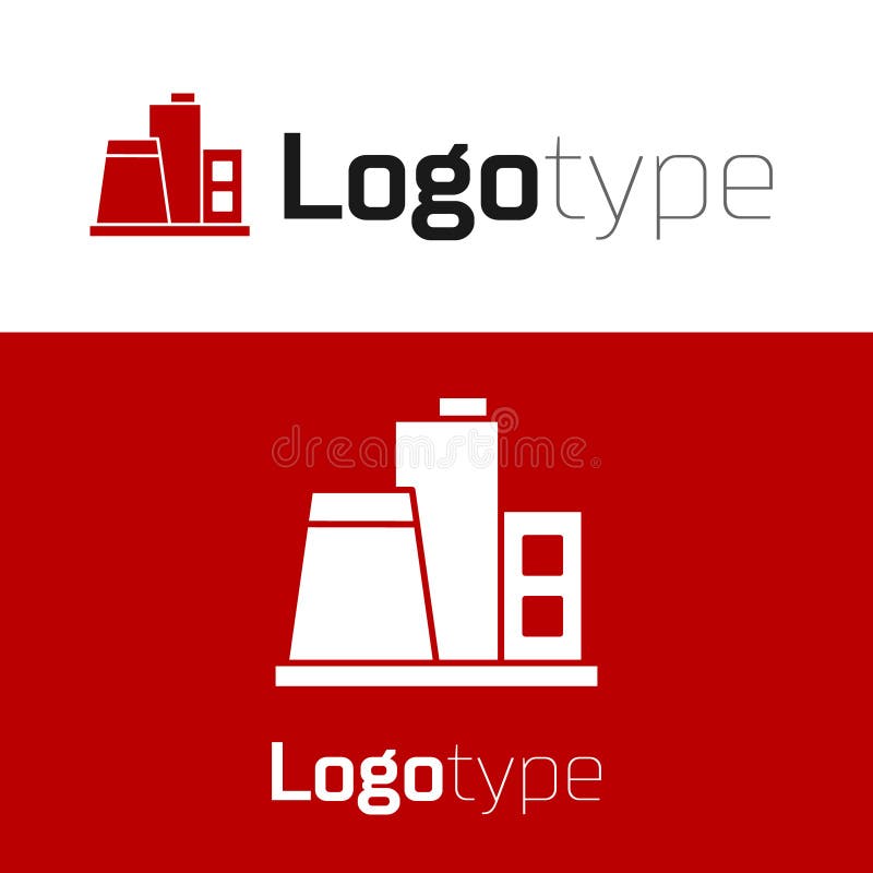 Red Factory Icon Isolated on White Background. Industrial Building ...