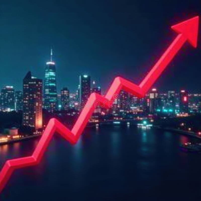 Red Falling Graph Overlaying Cityscape, Inflation Indicators , Danger ...