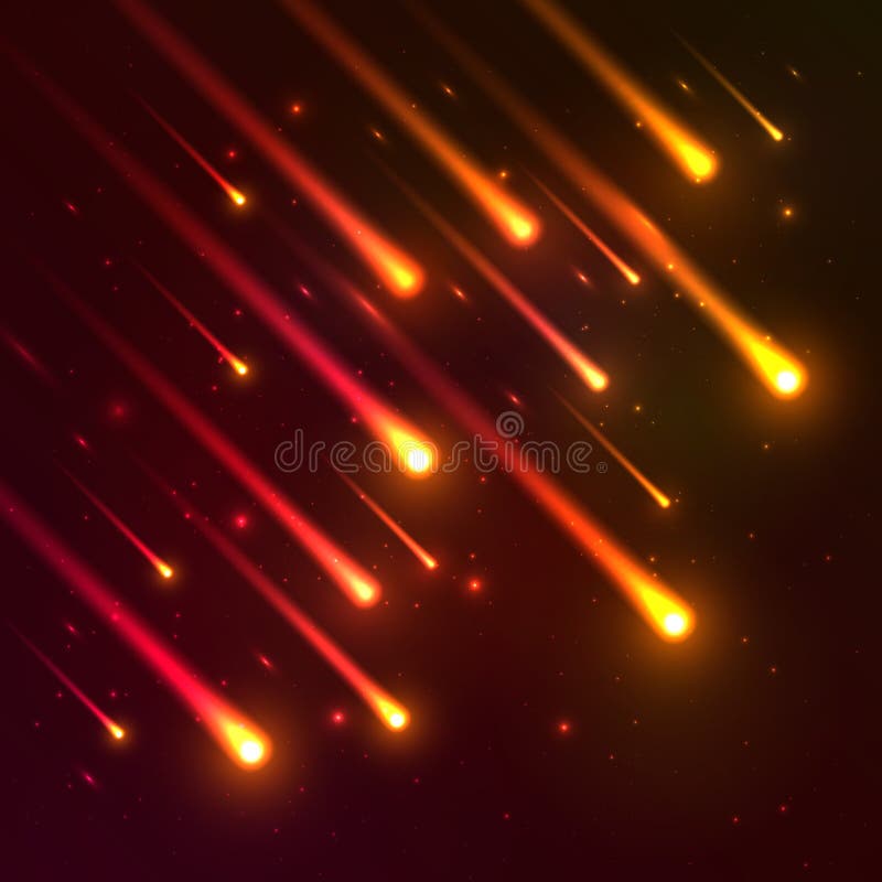 Red Falling Meteors Vector Background Stock Vector - Illustration of ...