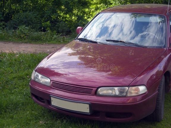 Red family car stock photo. Image of auto, white, whith - 5701400