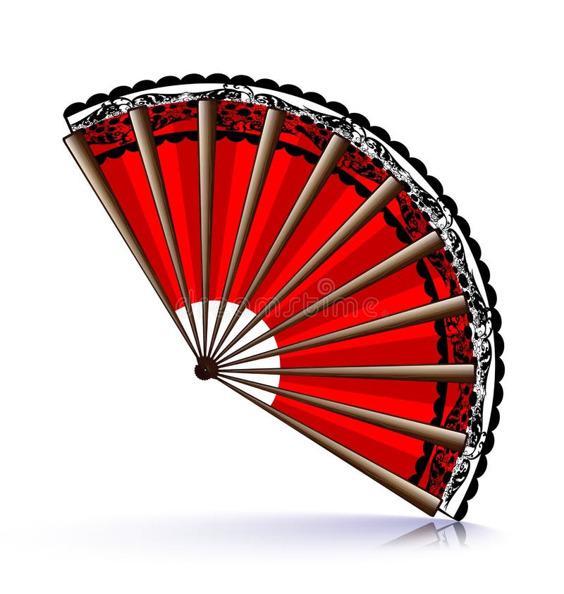 Red fan and black lace stock vector. Illustration of decoration - 41421130