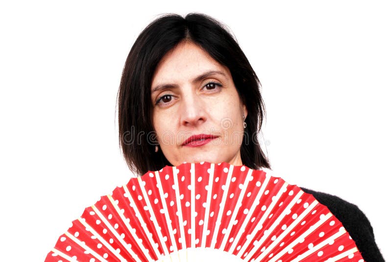 Red fan stock image. Image of festival, exotic, brunette - 50444413
