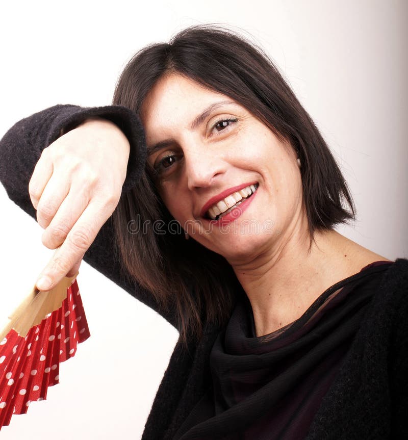 Red fan stock photo. Image of european, dress, black - 50444790